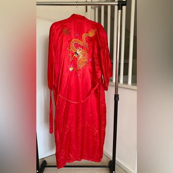 Intimates & Sleepwear | Vintage Red Chinese Robe With Gorgeous ...